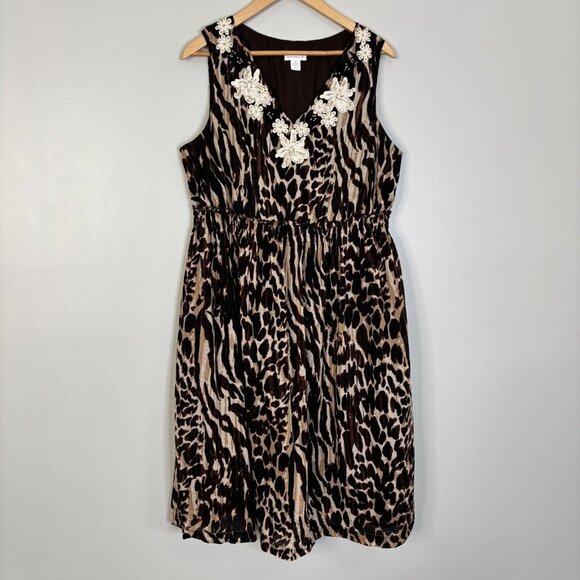 Charter Club | Dresses | Charter Club Midi Dress 4 Brown Animal Print ...